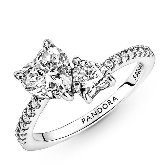 Pandora | Jewelry | Pandora Double Heart Sparkling Ring | Poshmark
